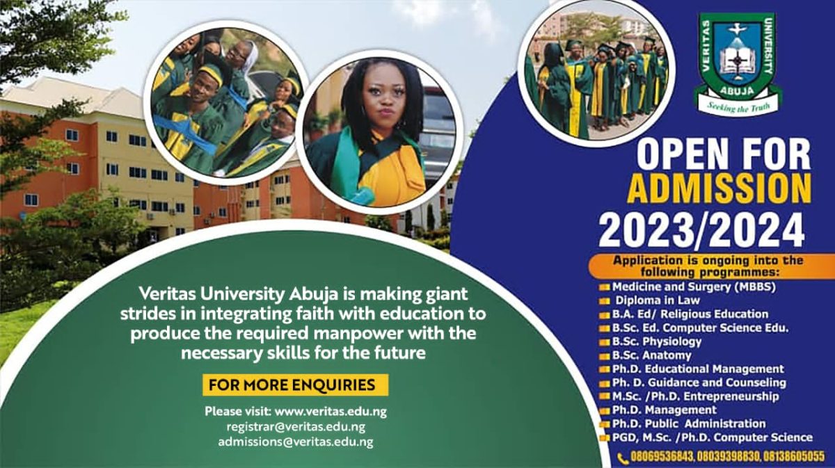 Admission now open for 2023/2024 session at Veritas University Abuja ...